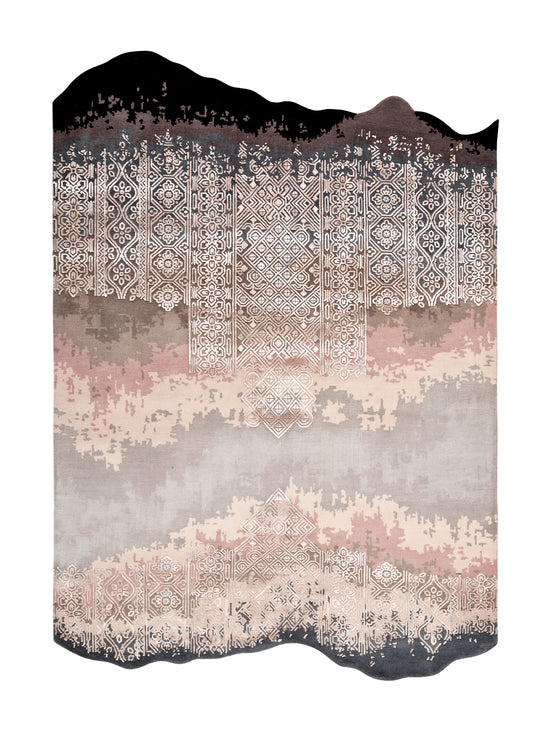 ZIELLE Pink Grey Handmade Luxury Carpet – Wool & Botanical Silk | Hand ...